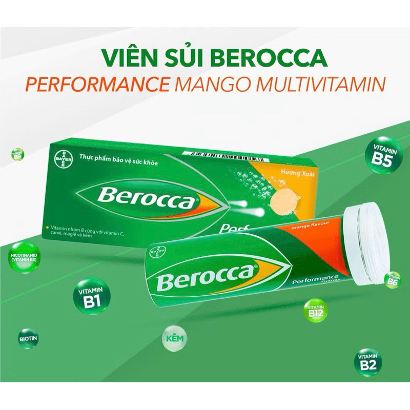 Berocca effervescent tablets supplemented with vitamins and minerals ...