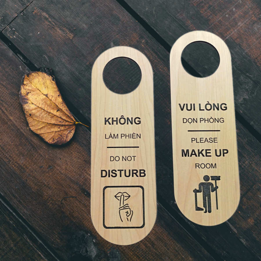 Double-sided Hotel Room Door Tag, laser Engraved Wooden Room Cleaning ...