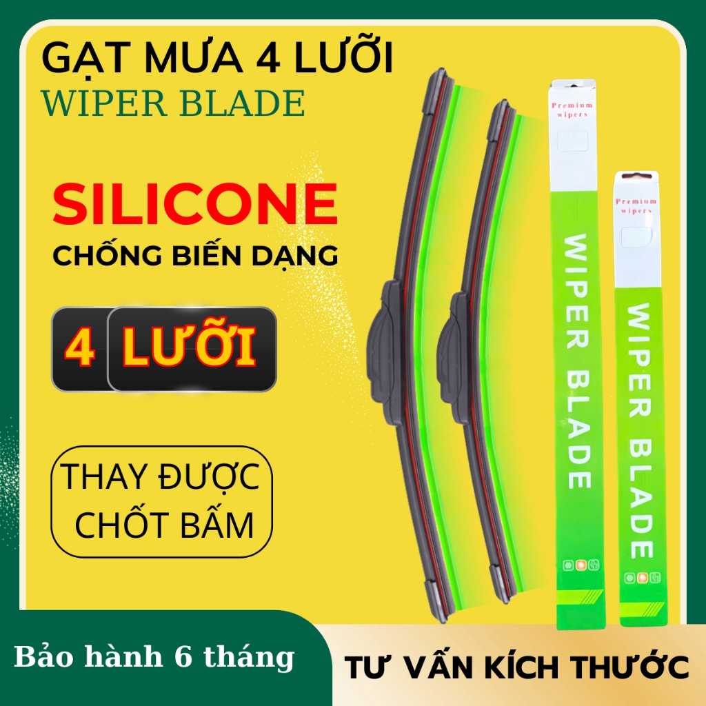 Silicone 4-blade car wiper fits all latest car models (With Latch ...