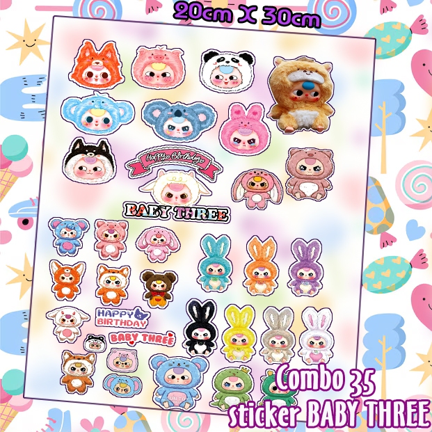 Set of 35 large-sized stickers Baby three super cute Waterproof plastic ...