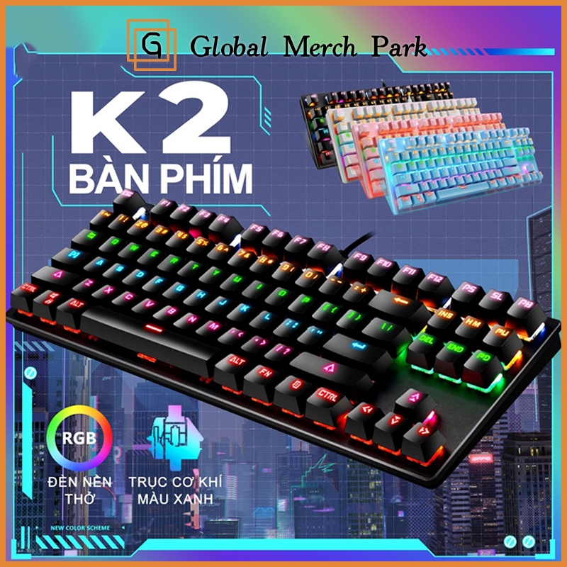 K2 Blue Switch mechanical keyboard, combined with 87-key backlight ...