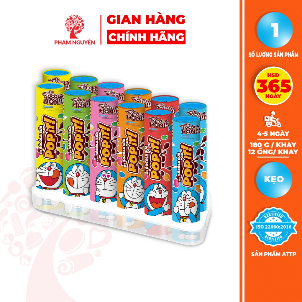 Tray (12 Tubes) Popit Doreamon Milk Chocolate Candy Tube 15g | Snacks ...