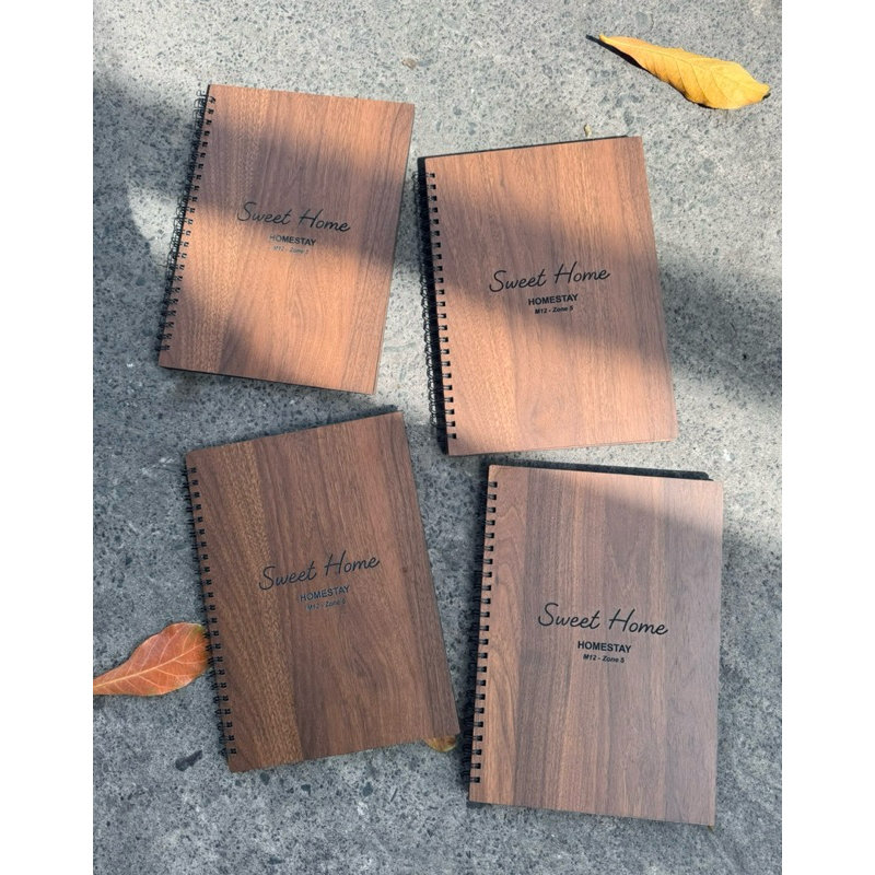 XO A4 wooden MENU book / MENU notebook with spring plastic cover and 10 ...