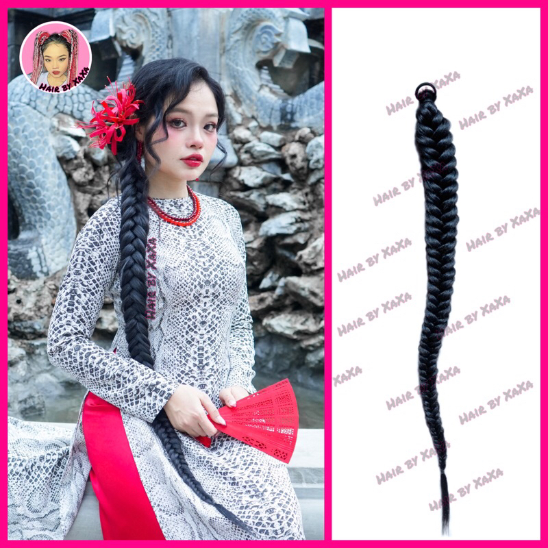 Photography Wig CNY 2025 - Wig Tail Large Puffy BraidedCNY Photography Concept Ancient Ao Dai ...