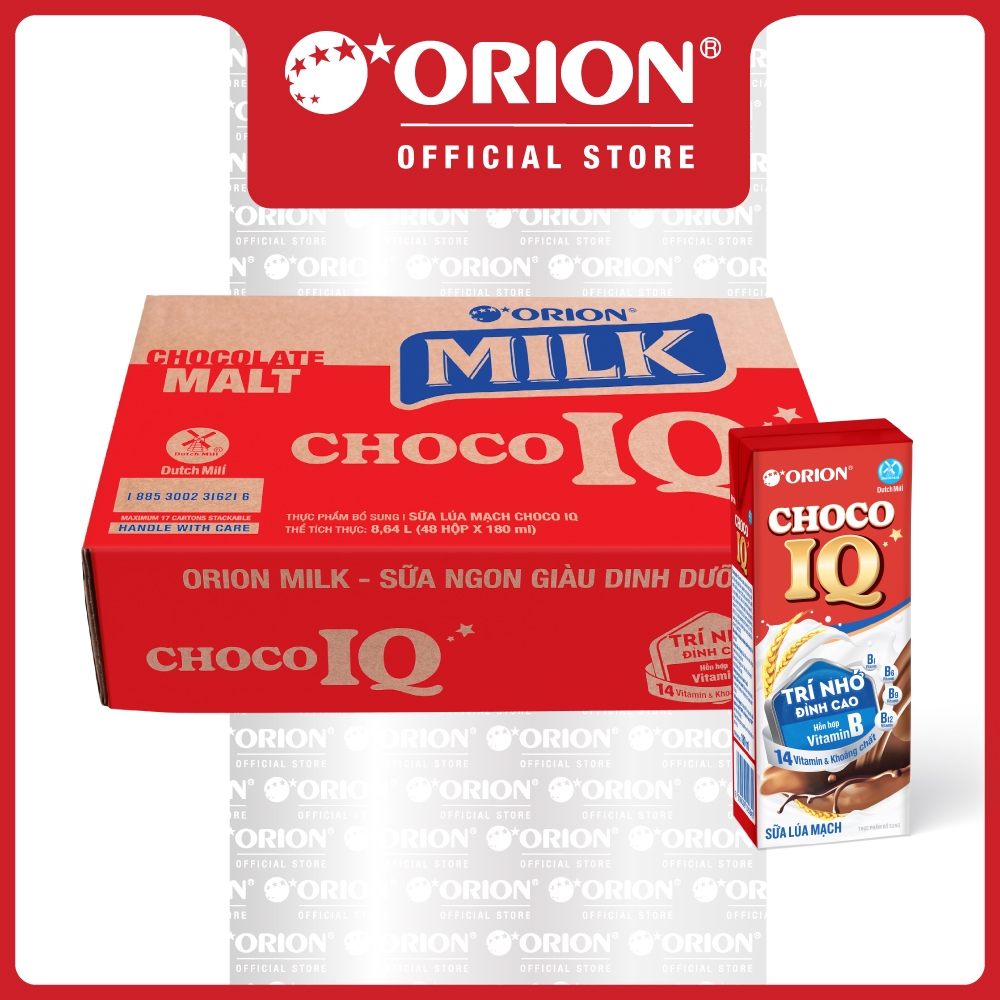 Carton of 48 Boxes of ORION Barley Chocolate Choco IQ Milk 180ML ...