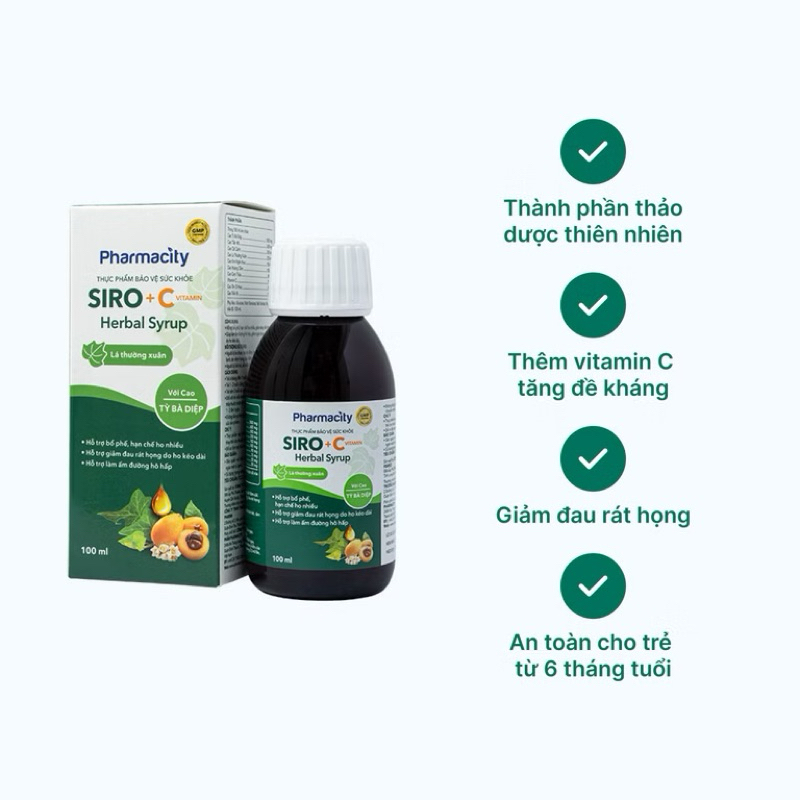 Pharmacity Herbal Syrup + Vitamin C Herbal cough Syrup supports lung ...
