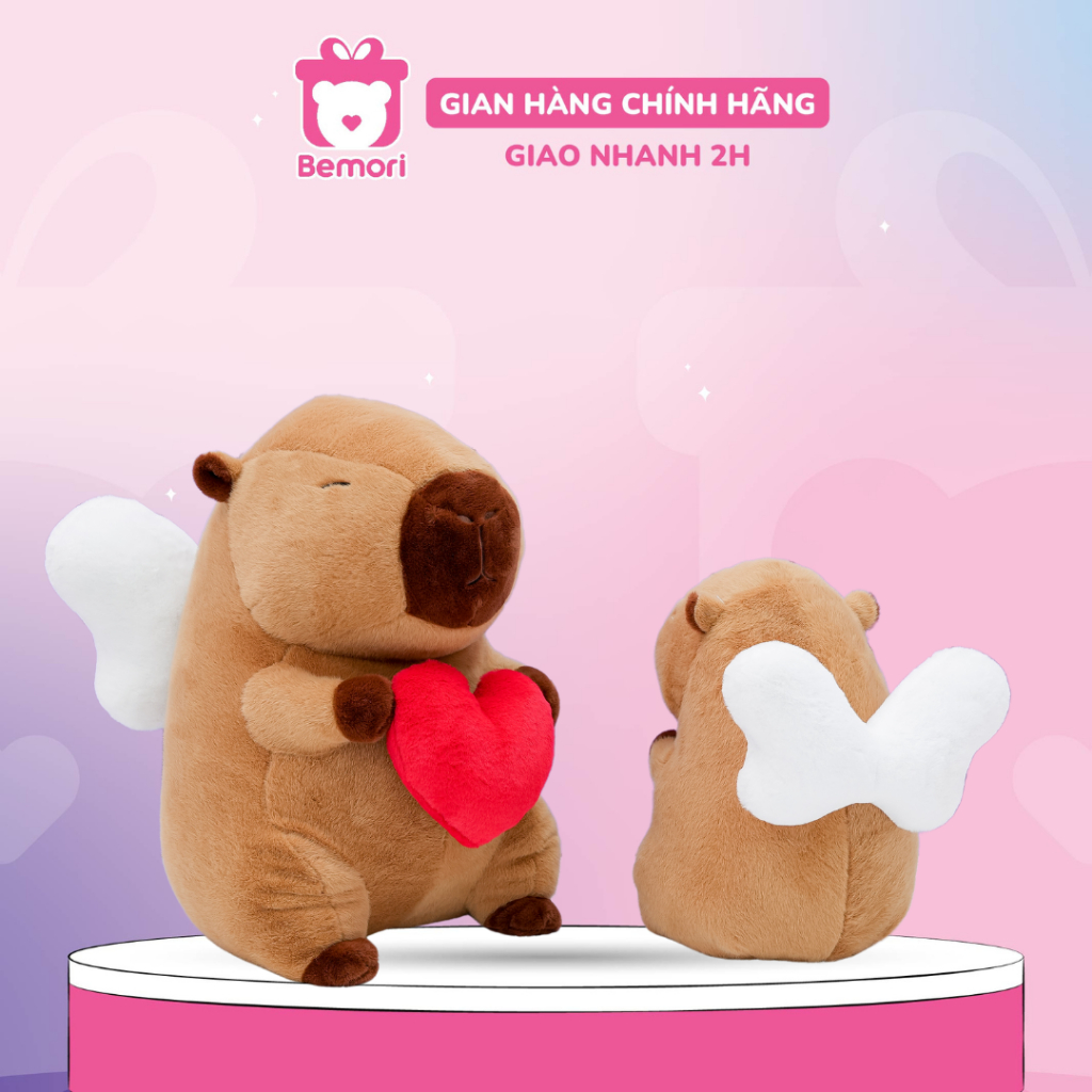 Bemori heart-hugging angel capybara teddy bear, premium soft and smooth ...