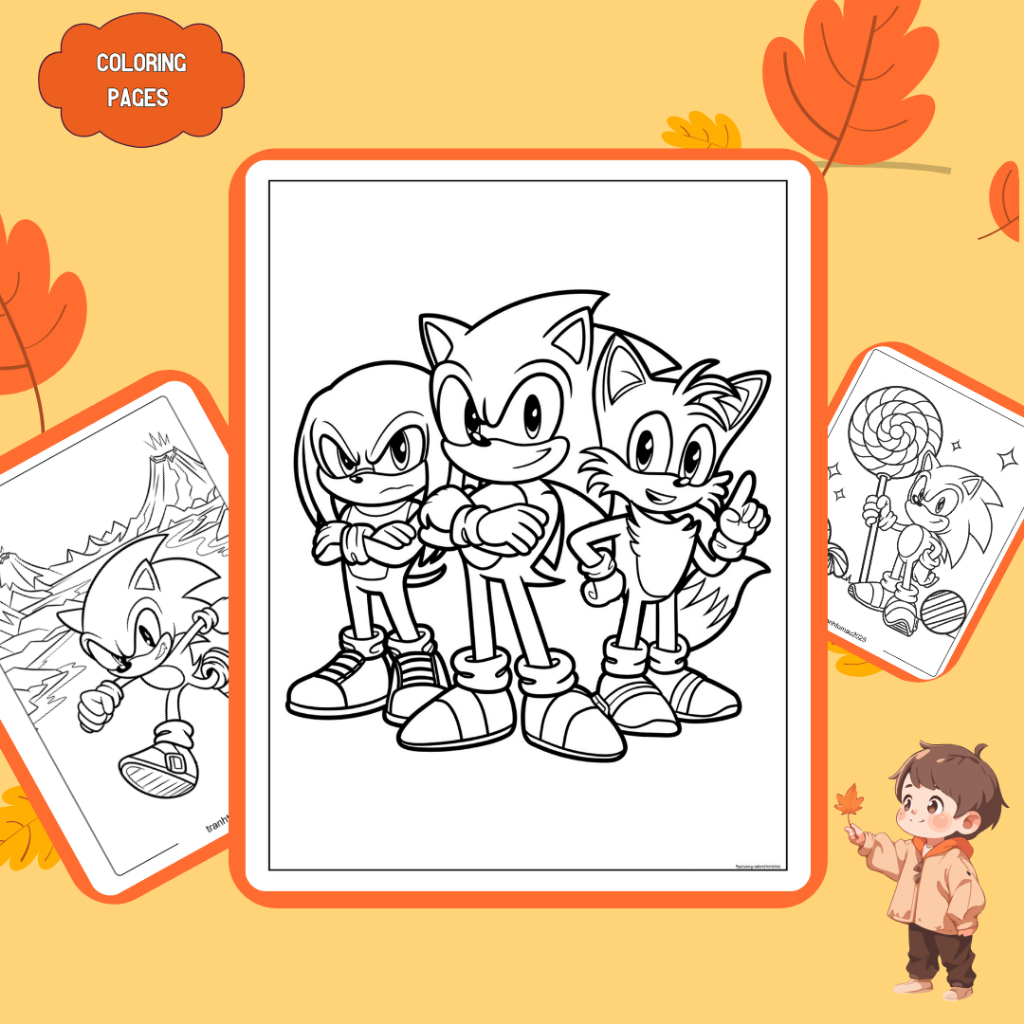 Set of 50/25/10 sheets of coloring pages, Sonic the hedgehog coloring ...