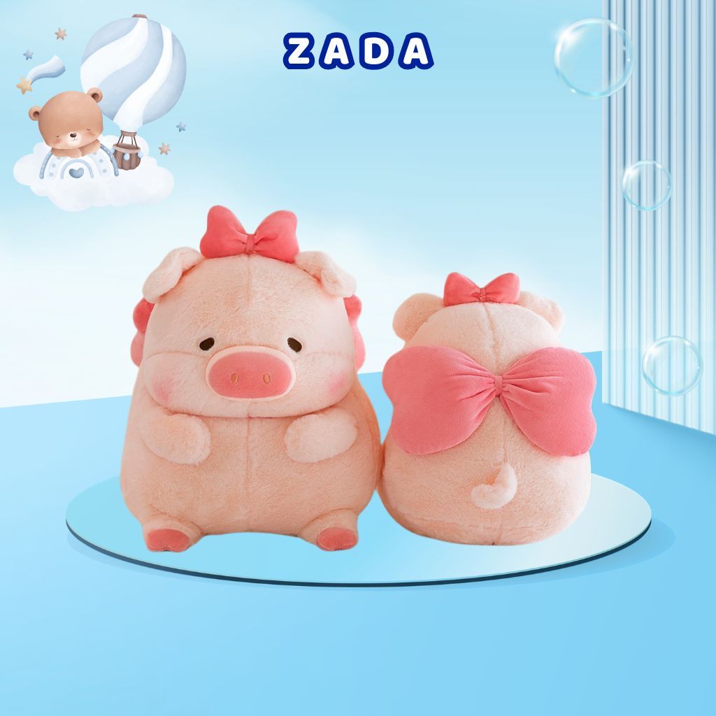 (HCM - Express 2 hours) Pink LuLu pig teddy bear with heart wings, pig ...