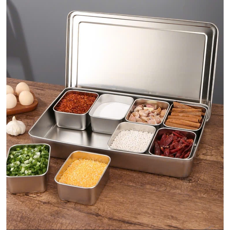304 Stainless Steel Spice Tray, PREMIUM TOPPING 4-6-8 COMPARTMENTS ...