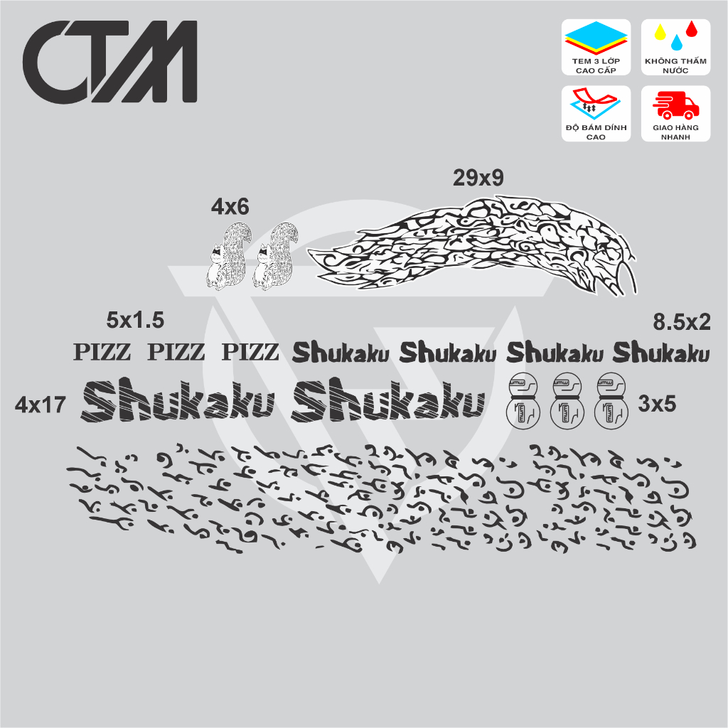 PIZZ Shukaku Custom Fixed Gear Waterproof, Fade Resistant Stamp ...
