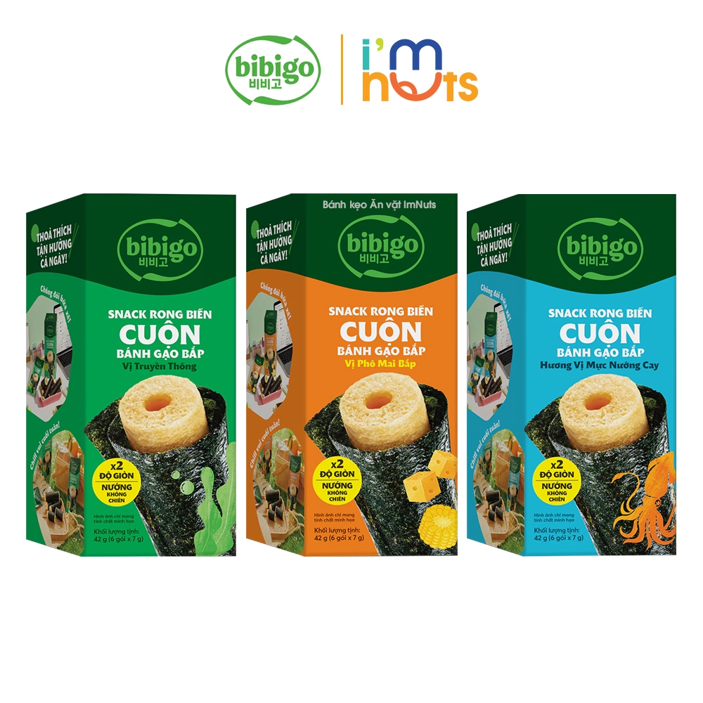 Seaweed Snack Rolled with Korean Bibigo Corn Rice Cakes of All Flavors ...