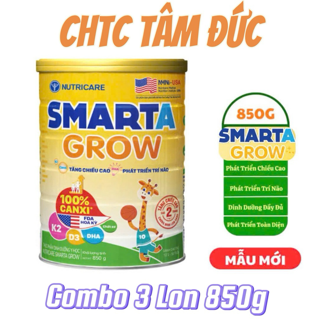 Combo of 3 Cans of Nutricare Smarta Grow Powdered Milk 850g, helps ...