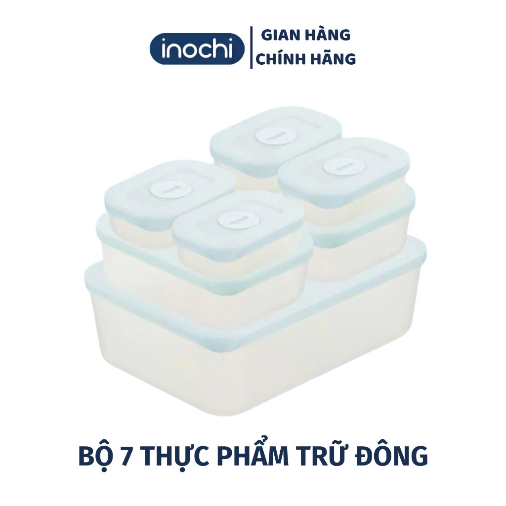 Set of 7 plastic boxes for inochi frozen food, Hokkaido rectangular ...