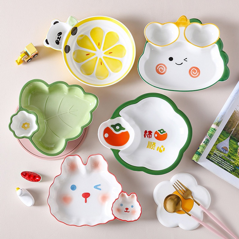 Funny CARTOON ceramic plates, cute animal and fruit ceramic plates in ...