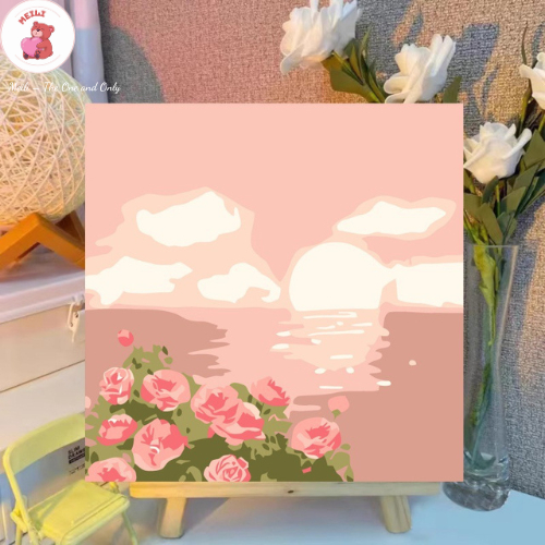 Digitized Painting of Cartoon Pink Sea Flowers Cute Coloring Painting ...