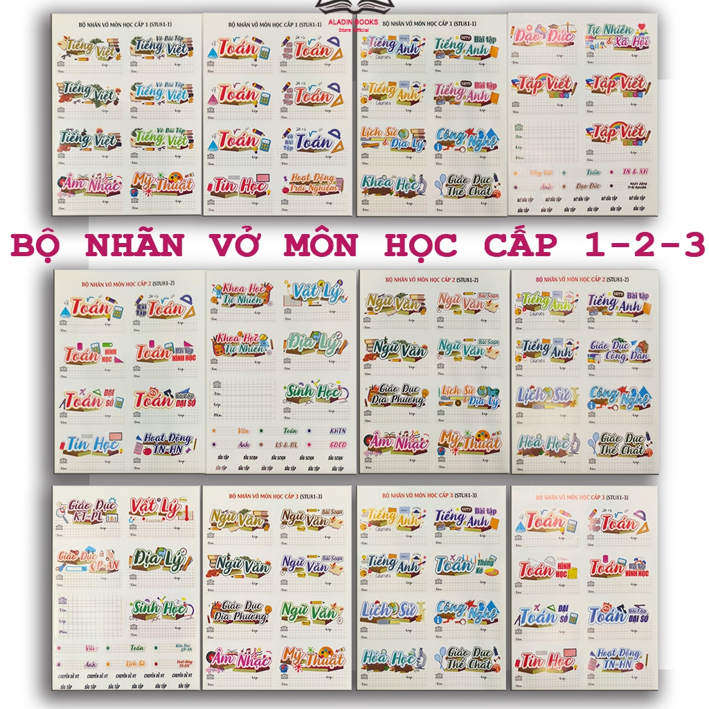 Full Set of Subject Notebook Labels for Grade 1-2-3 Students ...