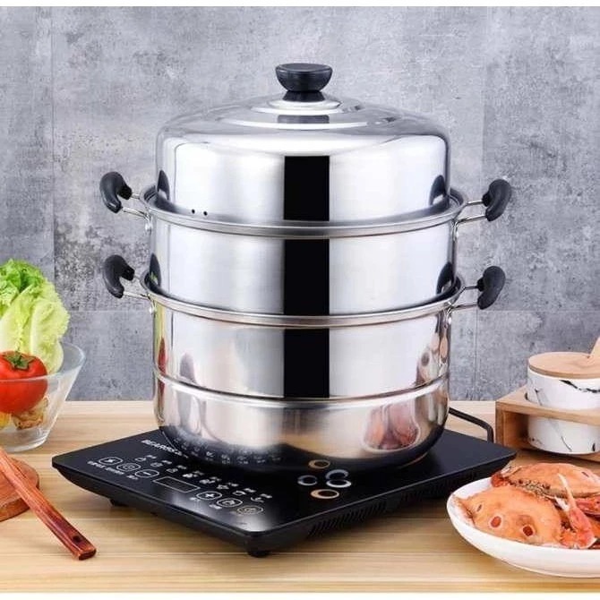 Super Large 3-Layer Stainless Steel Steamer Dumpling Flan Steamer Food ...
