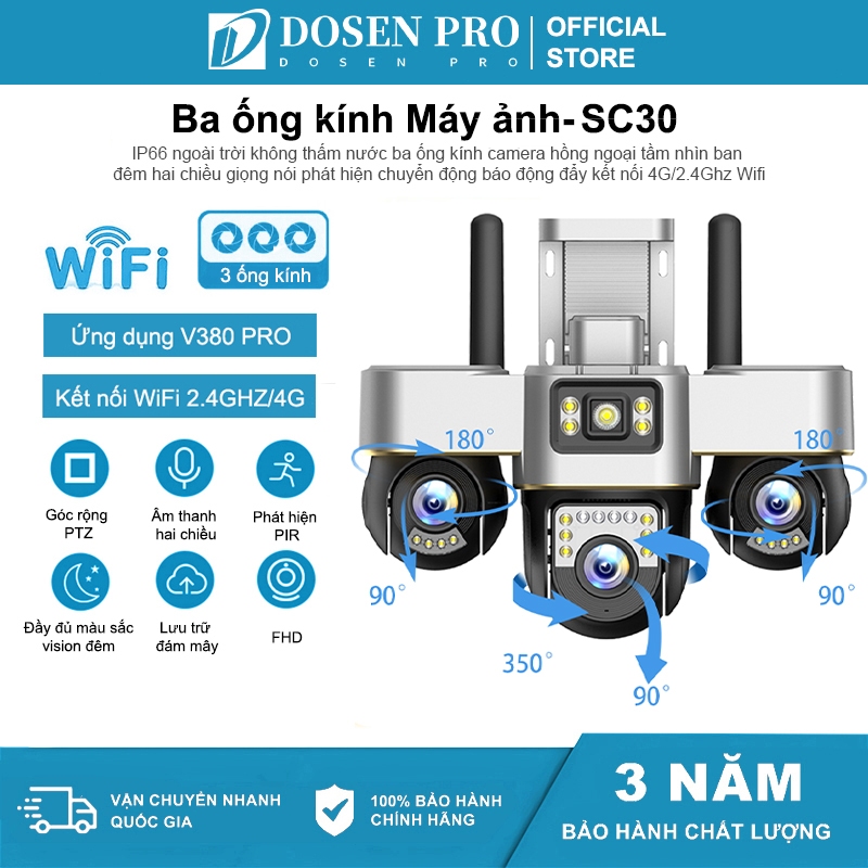 Dosen Pro Wifi Camera 3 lenses SC30 Wireless Outdoor Surveillance Ip66 ...