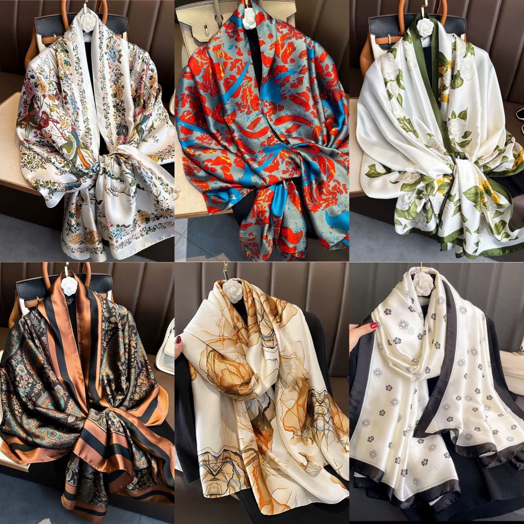 Silk Shawl, Wide Satin Silk Scarf 180x90cm Elegant and Luxurious ...