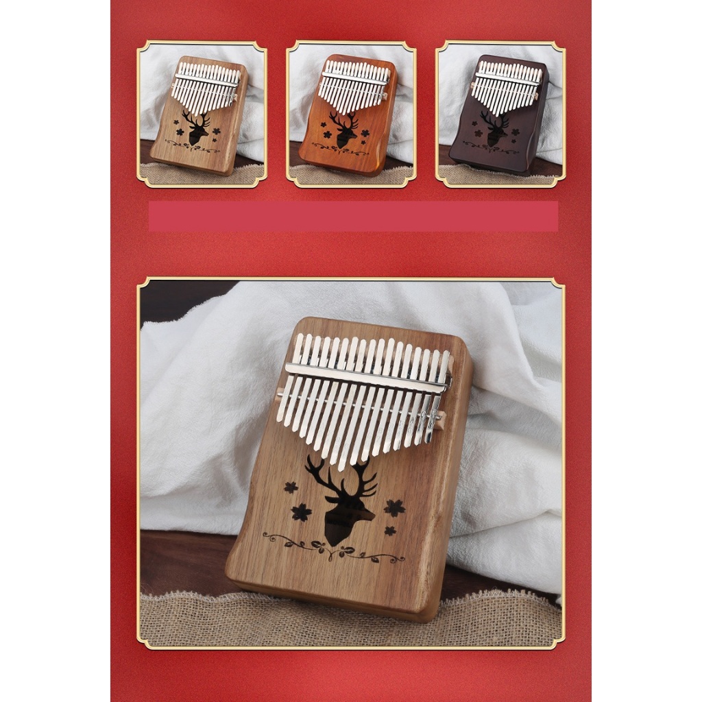 17-Key Wooden Kalimba – Reindeer Engraved – Du Duong Wooden Musical ...