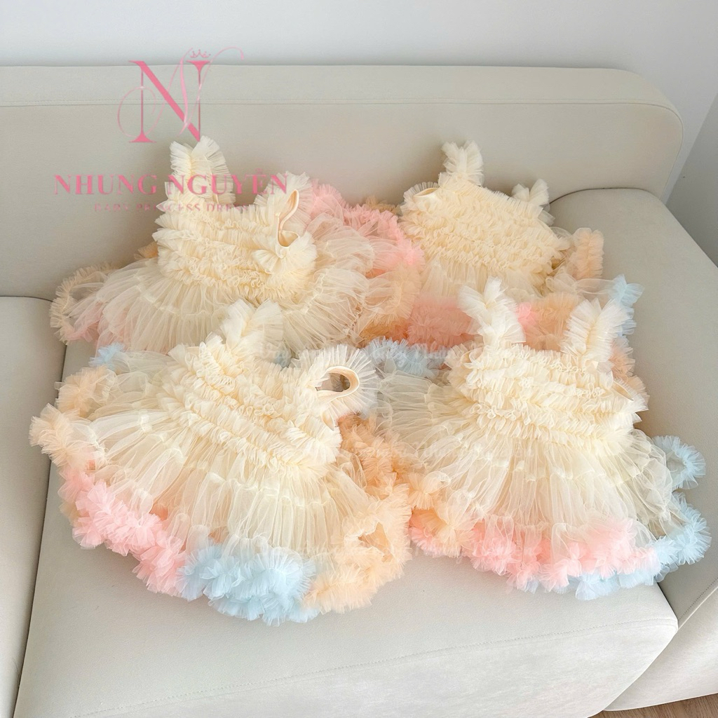Rainbow ruffled princess dress for babies (made to order within 2 days ...