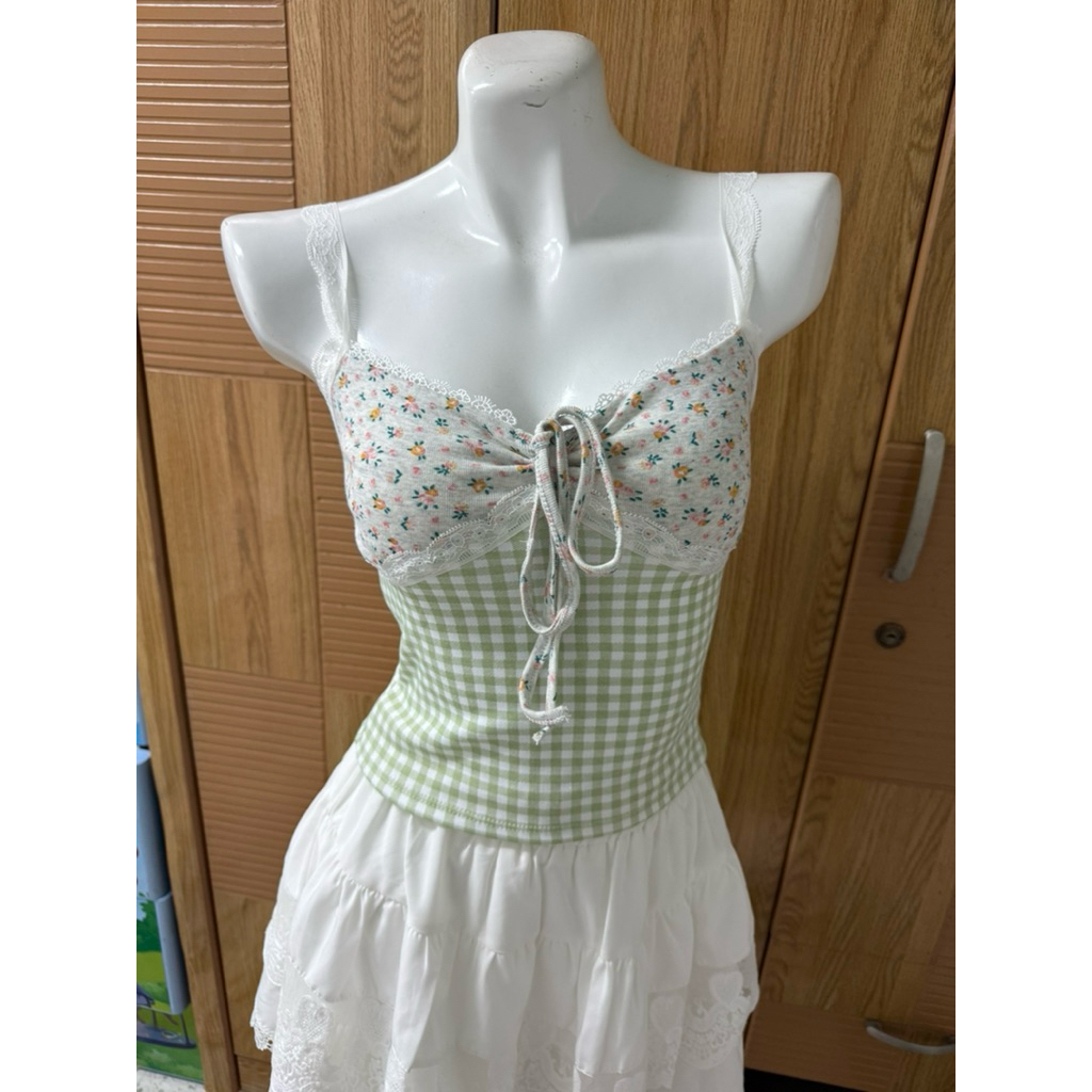 Suzy Top - 2-piece bow tie shirt lace top camisole | Shopee Singapore