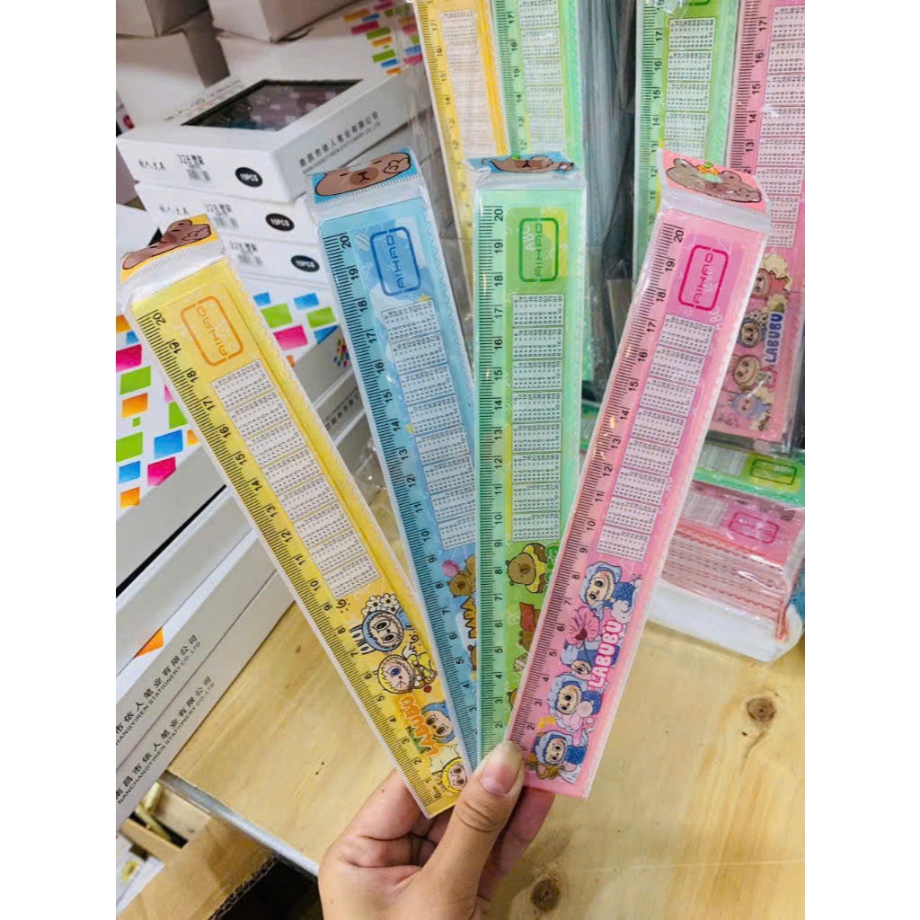 Combo of 5 20cm rulers with labubu, capybara, babythree patterns with ...