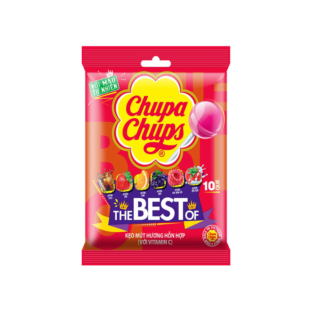Package of 10 fruit-flavored Chupa Chups Lollipops, 93g package Expiry ...