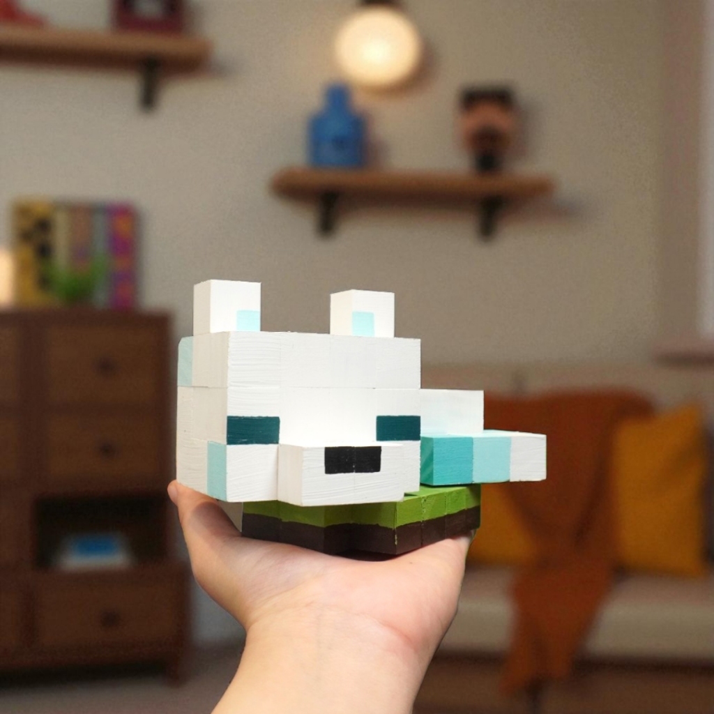 Minecraft Snow Fox Wooden Model | Snow Fox size S (Pre-painted & Self ...