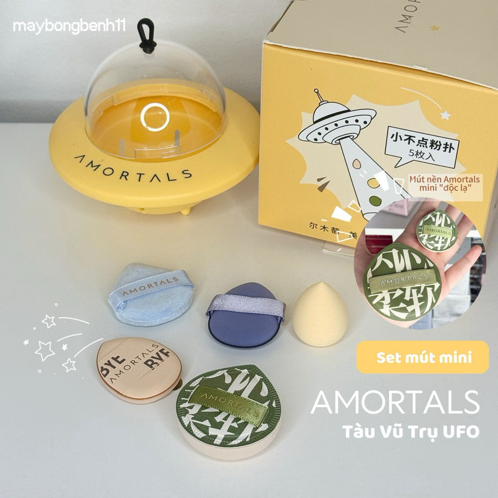 (GENUINE) Set of 5 mini AMORTALS UFO Spaceship sponges with carrying ...