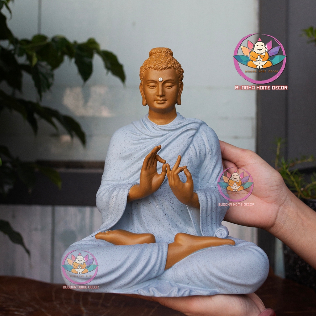 Shakyamuni Buddha Statue Turning Dharma Wheel - Composite material ...
