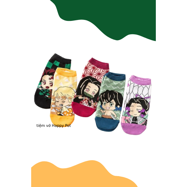 Demon Slayer Kimetsu No Yaiba Short Socks - Tanjirou, Shinobu, Zenitsu ...