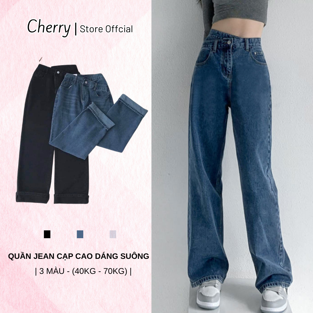 CHERRY women's wide-leg jeans made of high-quality Denim with diagonal ...