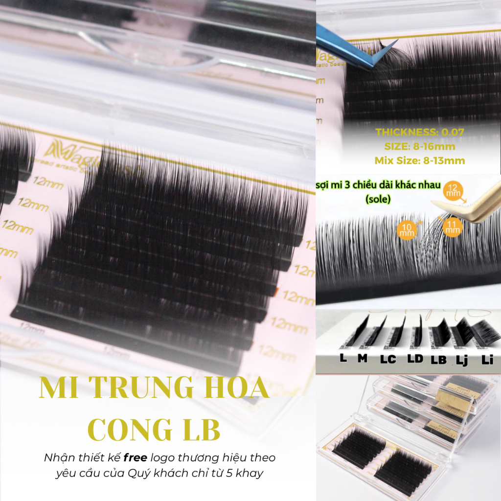 Douyin Chinese Curved LB Eyelashes, super black, sticky, super flying tips 3 lengths - Magiclash ...