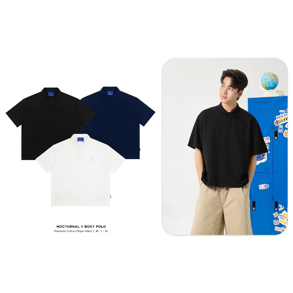 Form Boxy Polo Shirt NOCTURNAL Boxy Polo Cotton Pique Men Women Unisex ...