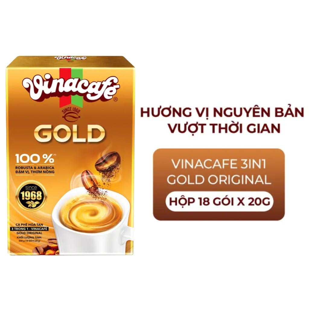 VinaCafé Gold Original milk coffee box 360g (18 packs x 20g) | Shopee ...