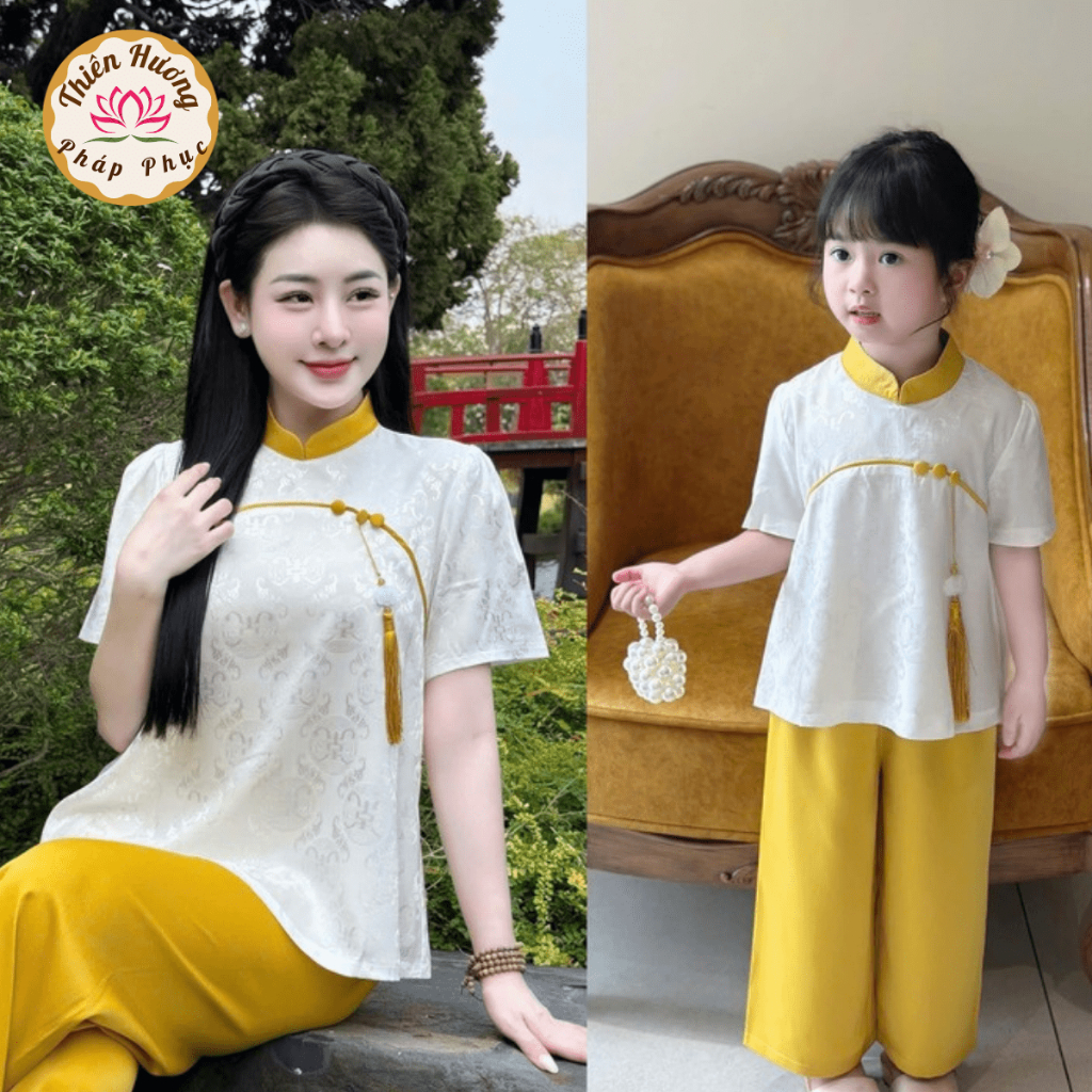 [MOTHER/BABY SET] Ancient Chinese blue clothes to go to the temple ...