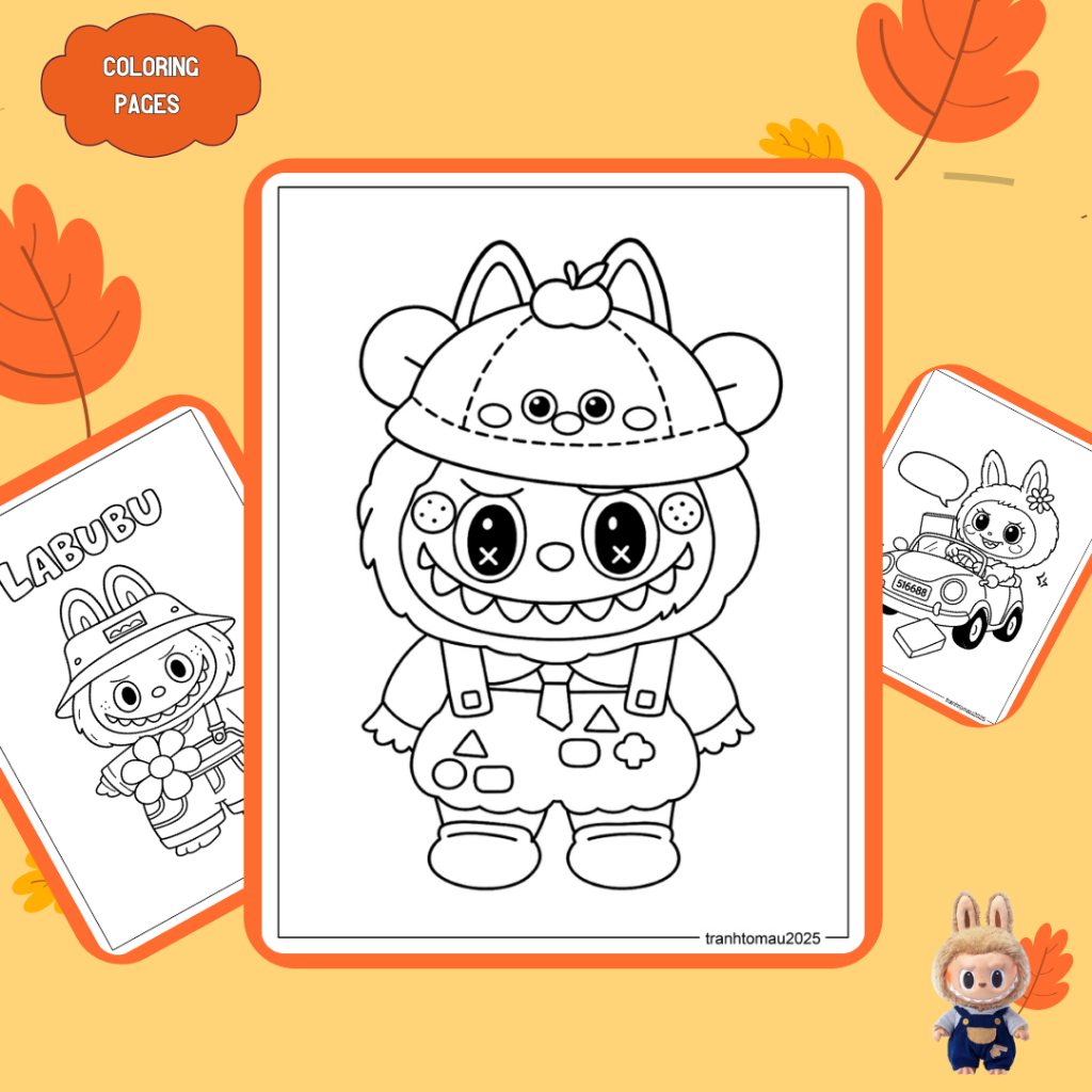 Set of 48 coloring pages, Labubu coloring pages, 70gsm A4, A5 regular ...