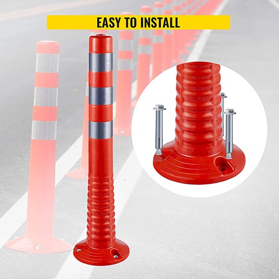Cylindrical traffic cones 73cm high - super durable plastic, clear road ...