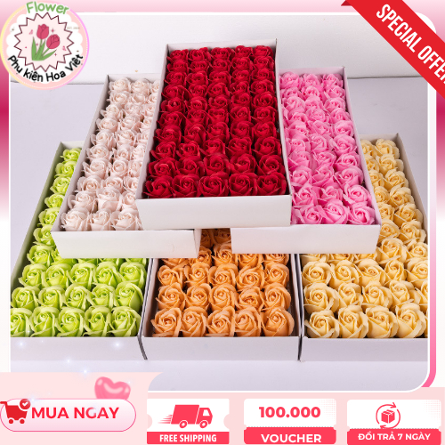 Box of 50 3-layer scented wax roses, first-class, full-color, high ...