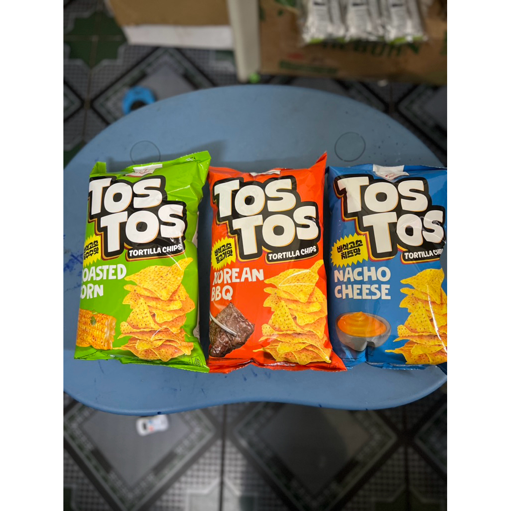 Tos Tos cheese, BBQ, grilled corn flavored Tortilla chips 145g | Shopee ...
