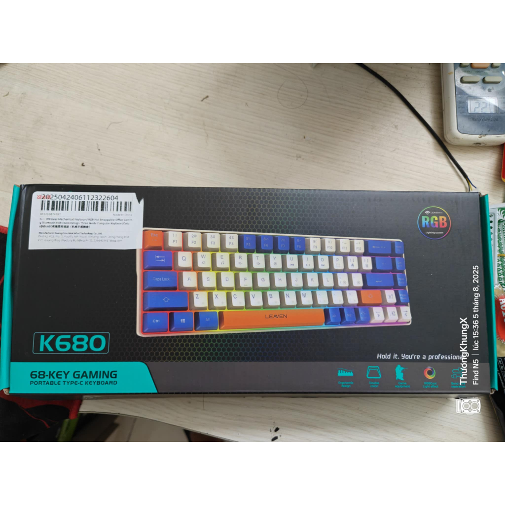 K680 mechanical keyboard from LEAVEN, layout 68, 12 RGB led effects ...