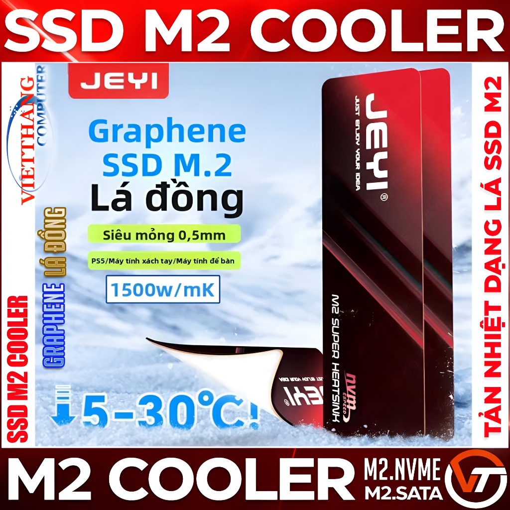 Jeyi M2 SSD Foil Heatsink Sticker Copper Foil Heatsink + Graphene Ultra ...