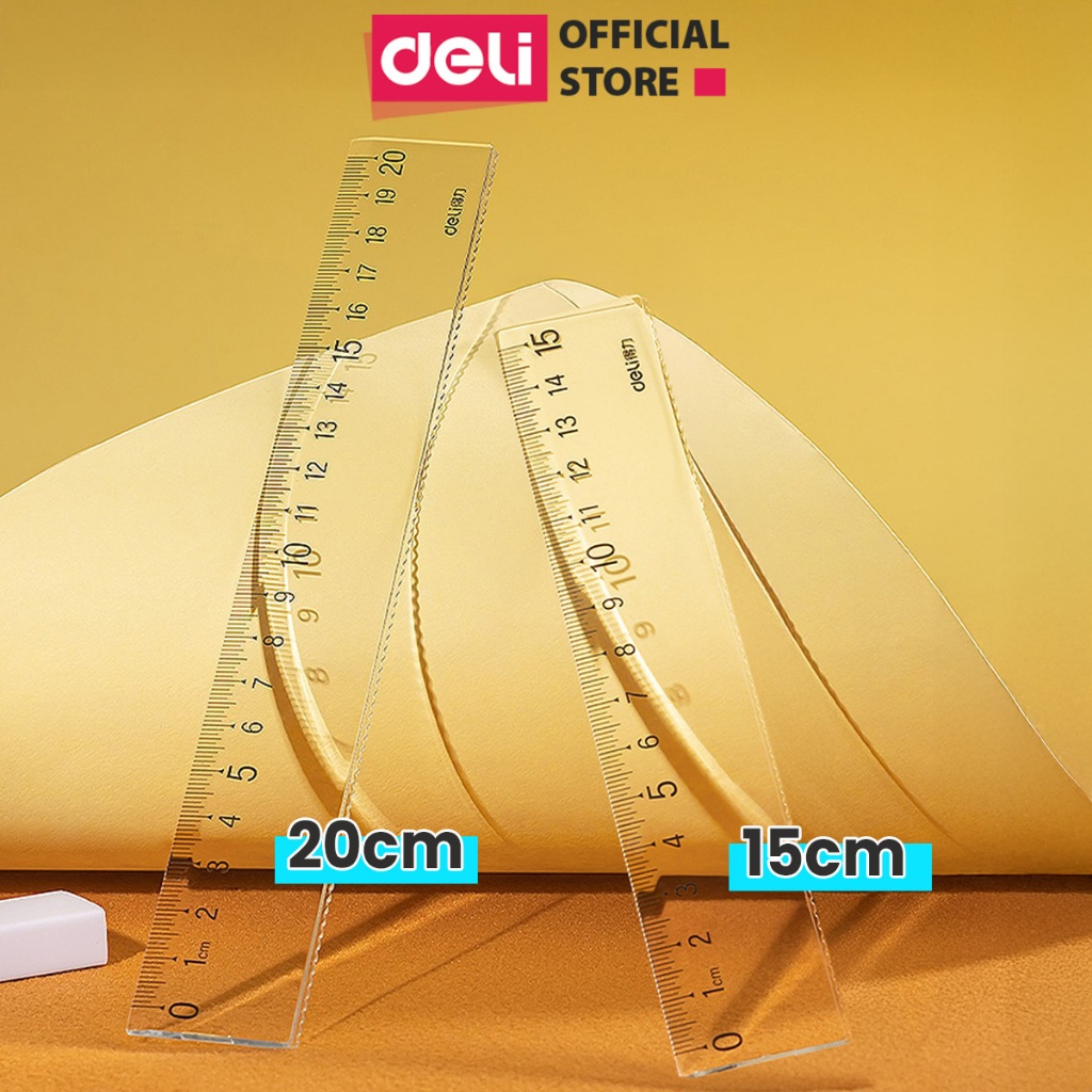 Deli Transparent Ruler 15/20 cm - Super Durable Standard Ratio Ruler ...