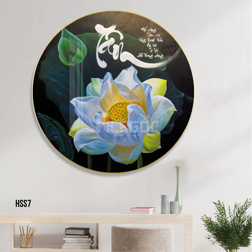 Round mirror painting LOTUS - Lotus wall painting with many designs for ...