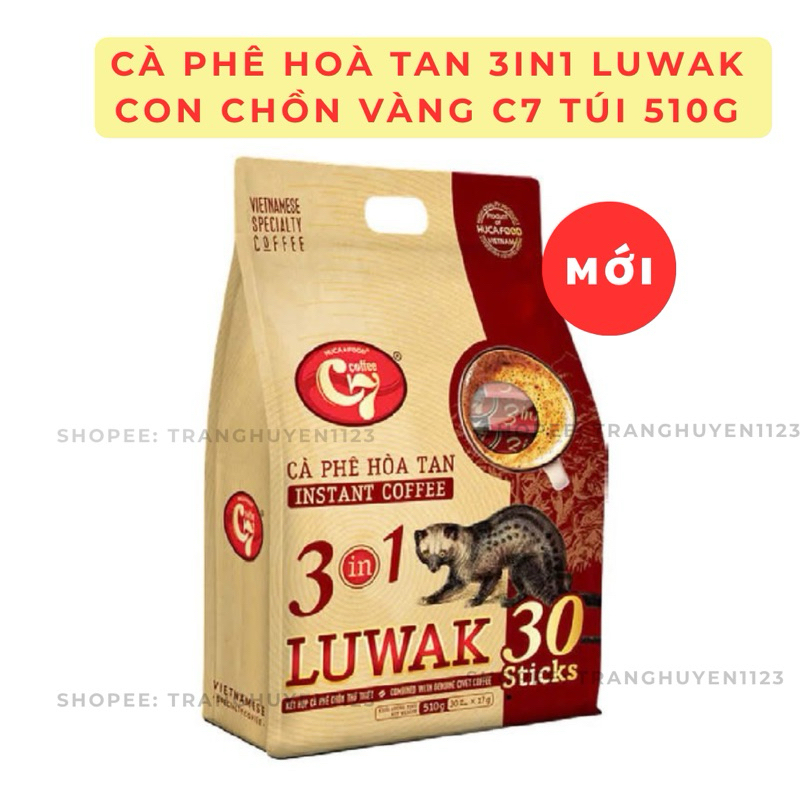 LUWAK 3IN1 INSTANT COFFEE YELLOW C7 BAG 510G (30 PACKAGES x 17G ...