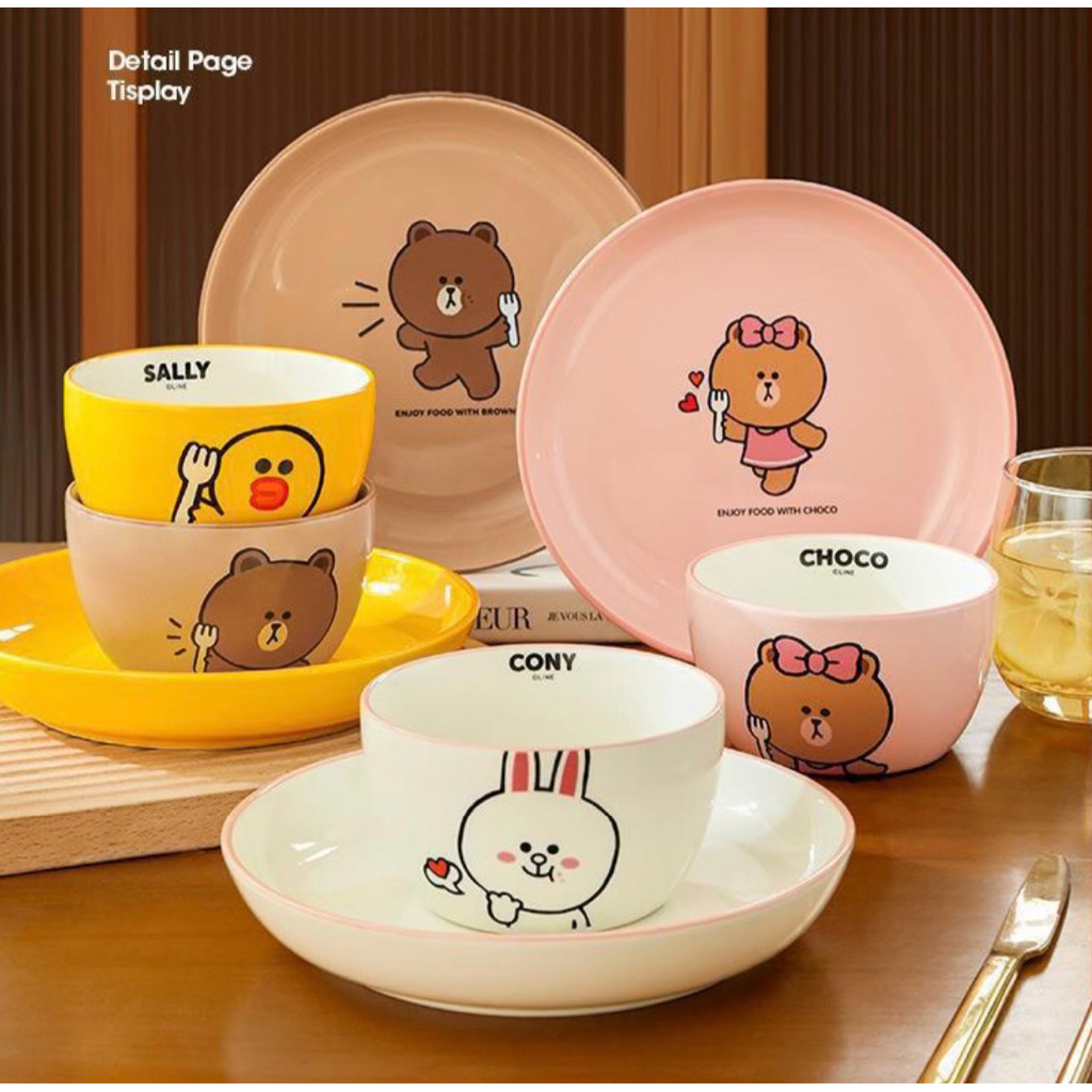 [LINE FRIENDS] Rice bowl/bowl, Brown bear plate/plate, Sally duck, Cony ...
