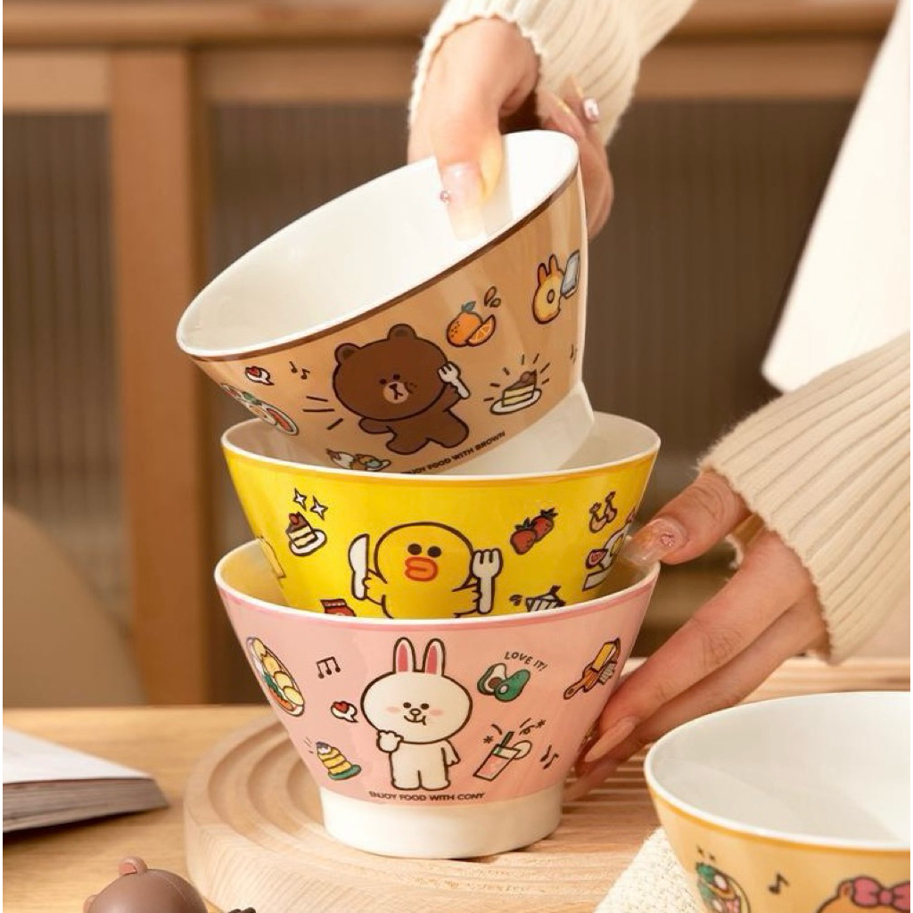 [LINE FRIENDS] Rice bowl, rice bowl with Brown bear, Sally duck, cute ...