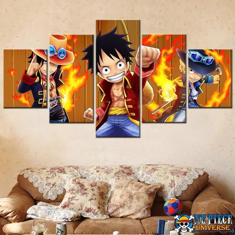 Wall painting set of 5 One Piece Luffy and the teammates uniquely ...